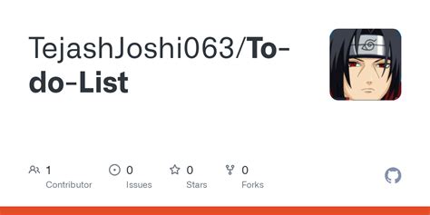 GitHub TejashJoshi063 To Do List