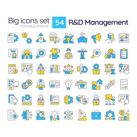 Research And Development Management Line Color Icons Set Stock