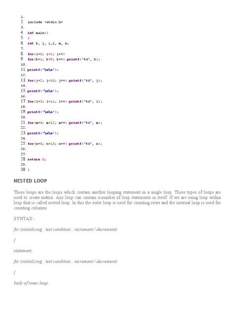 nesting loops factorial pdf control flow c programming language