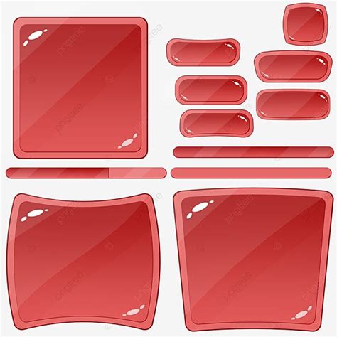 게임 일러스트 또는 웹 사이트 응용 프로그램을위한 멋진 빨간색 버튼 및 팝업 게임 단추 게임 팝업 Png 일러스트 및