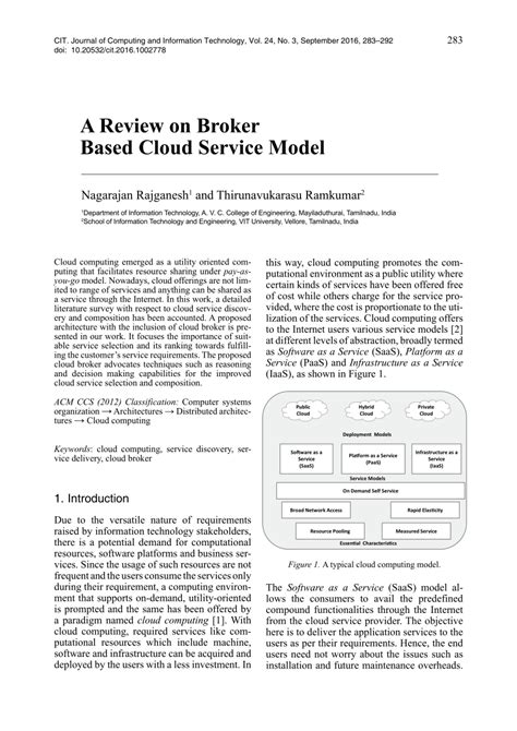 Pdf A Review On Broker Based Cloud Service Model