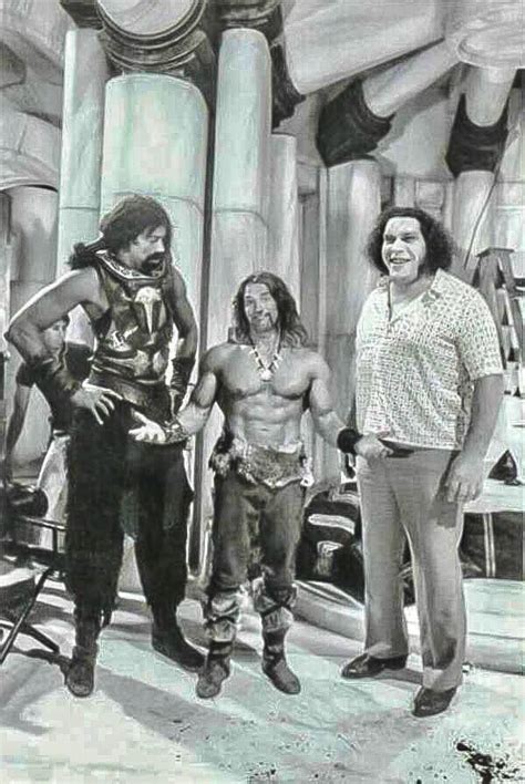 Arnold Schwarzenegger Wilt Chamberlain And Andre The Giant On Set