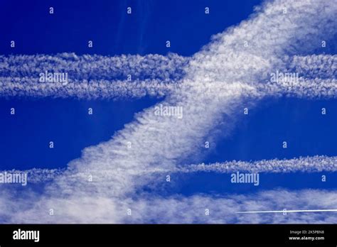contrails vapor trails line shaped clouds produced by aircraft engine