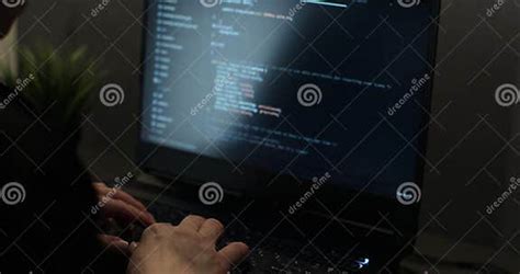 Closeup Coding On Screen Woman Hands Coding Html And Programming On