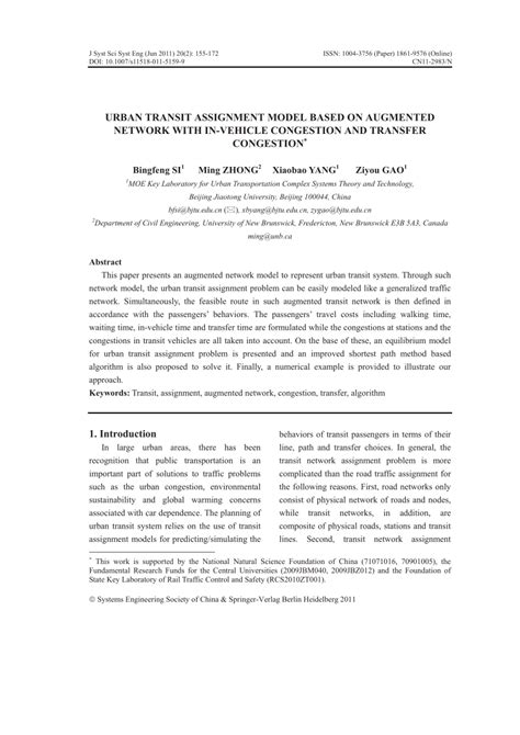 Pdf Urban Transit Assignment Model Based On Augmented Network With In Vehicle Congestion And