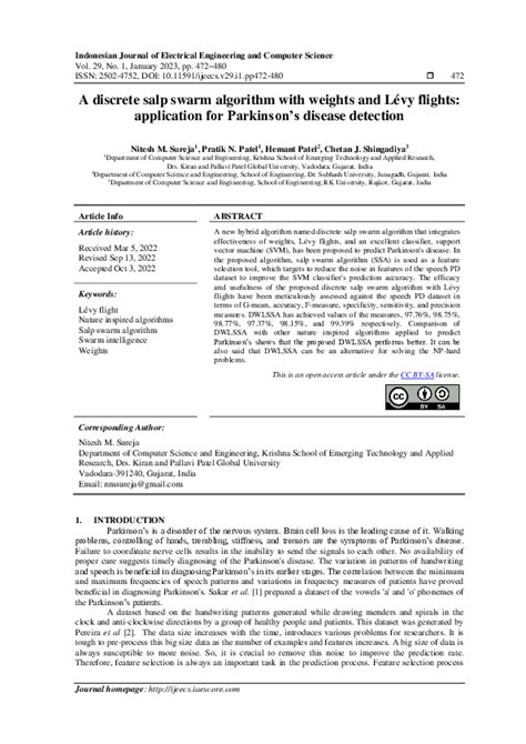 Pdf A Discrete Salp Swarm Algorithm With Weights And Lévy Flights Application For Parkinsons