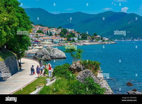 Herceg Novi Montenegro July 4 2023 Seaside Promenade At Herceg Novi In Montenegro Stock