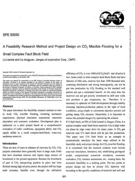 A Feasibility Research Method And Project Design On C02 Miscible Flooding For A Small Complex