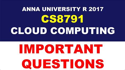 Cs8791 Cloud Computing Important Questions Anna University Manojkumar C Youtube