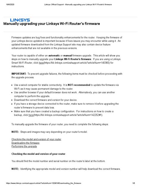 Linksys Official Support Manually Upgrading Your Linksys Wi Fi Routers Firmware Pdf