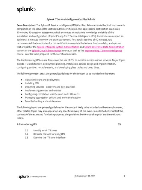 Splunk Test Blueprint Itsi Admin V1 1 Pdf Information Technology Computing