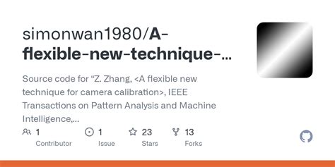 GitHub Simonwan A Flexible New Technique For Camera Calibration Source Code For Z Zhang