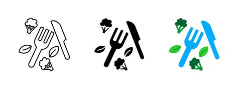 건강한 다이어트 아이콘입니다 균형 잡힌 영양 벡터 그림 건강한 식습관을 위한 유기농 식품 및 웰빙의 상징 포크 나이프 신선한 야채 픽토그램 영양 및 라이프 스타일 개념 0