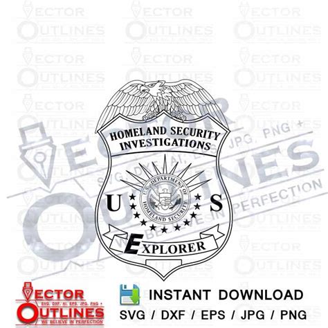 Vector Outline Homeland Security Investigations Explorer Badge Vector