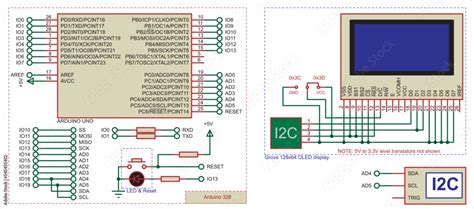 Vector Schematic Diagram Of An Electronic Device On The Arduino I C Graphic OLED Display Stock