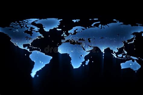 Neon Effect Abstract World Map Globalization Concept Depicted Through Luminous Dots Stock