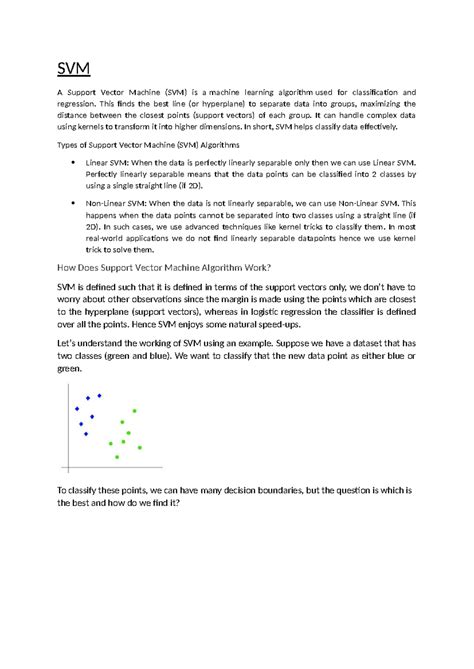 Svm 101 Comprehensive Guide To Support Vector Machines Studocu