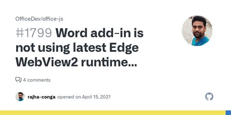 Word Add In Is Not Using Latest Edge Webview2 Runtime Instead It Is