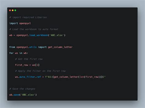 Python Openpyxl Tip Apply Filter On All Excel Sheets AI TelecomHall Forum