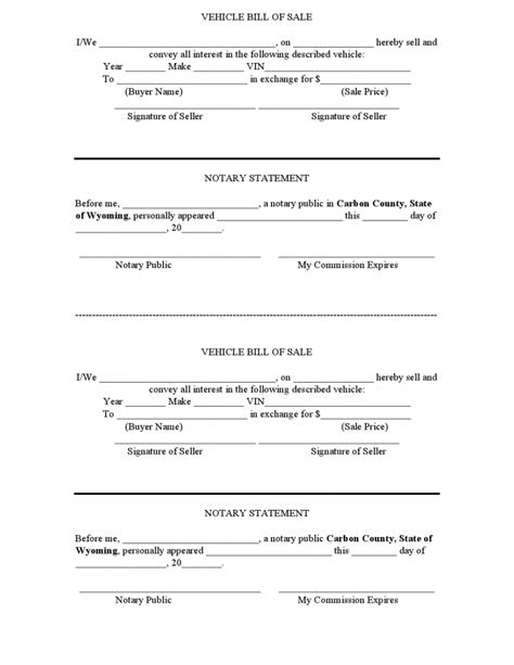Free Wyoming Bill Of Sale Forms Download Pdf Word