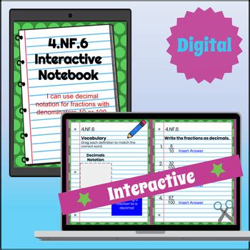 NF Interactive Notebook Fractions Decimal Notation For Google Classroom