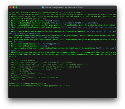 Github Hilbug09 Readme Generator A Command Line Application That