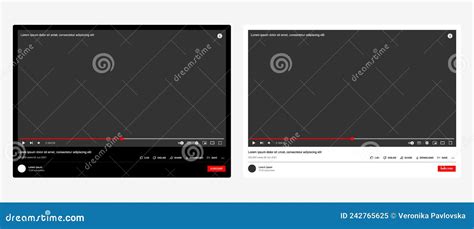 Youtube Multimedia Player Window Template Youtube Video Template Vector Set Isolated Youtube