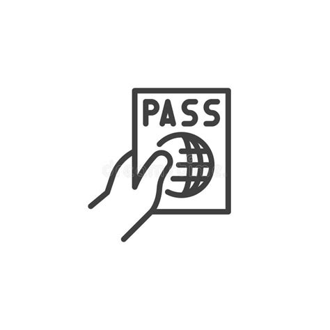 Hand Holding Passport Line Icon Stock Illustration Illustration Of Thin Document 261024775