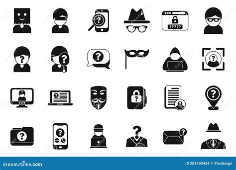 Anonymous Icons Set Simple Vector Human Hidden Stock Illustration Illustration Of Question