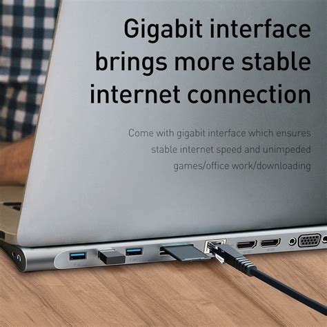 Baseus ฮับ Usb Type C Hub To 3 0 Usb Hdmi Rj45 สําหรับ Macbook Pro อุปกรณ์เสริม Usb 11 พอร์ต