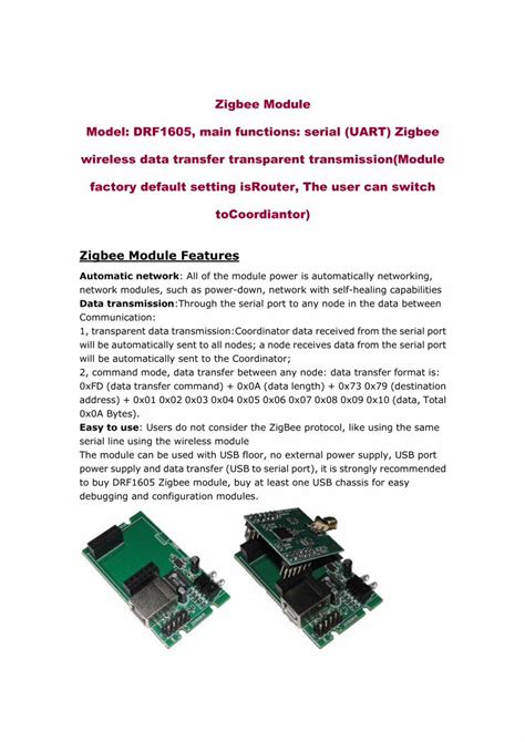 Pdf Zigbee Module Features Lilly Electronics · Drf1600 Series Zigbee Module Data Transfer