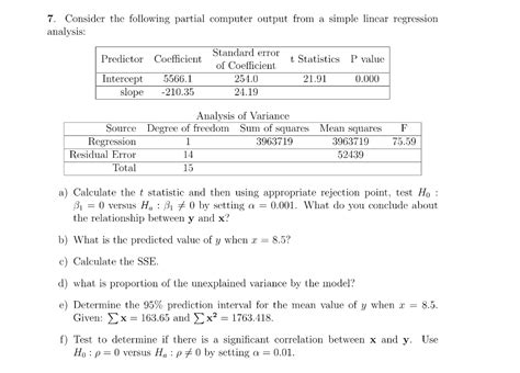 Solved 7 Consider The Following Partial Computer Output