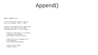 CSV JSON And XML Files In Python Pptx Web Development Internet