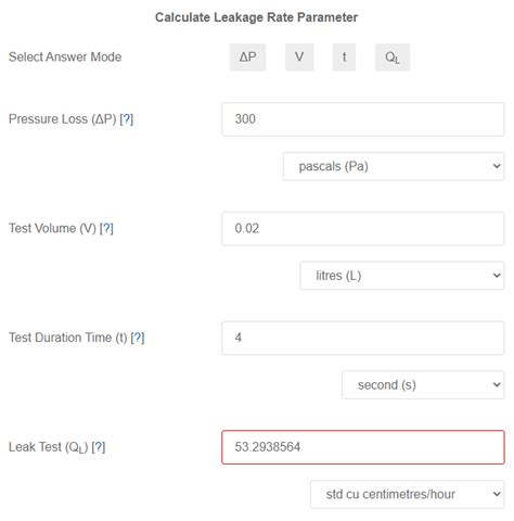 Leak Rate Calculator