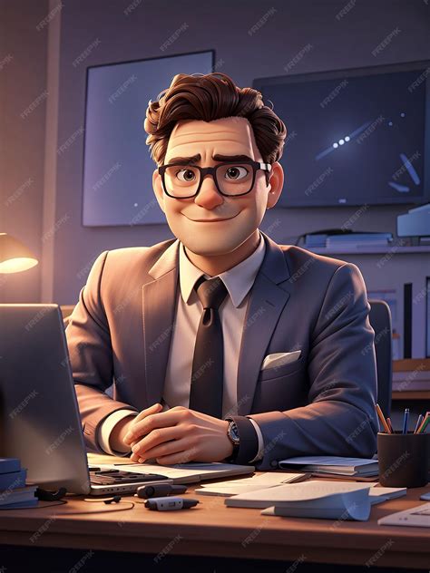 Premium Photo A Man Sitting At A Desk In Front Of A Computer