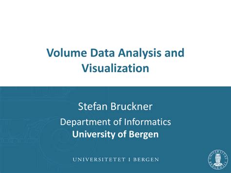 Volume Data Analysis And Visualization