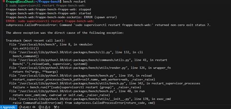 error sudo supervisorctl restart frappe bench web how to resolve this