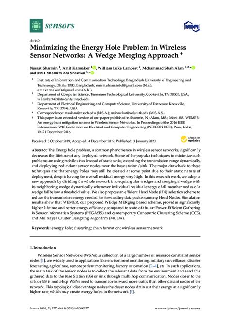 pdf minimizing the energy hole problem in wireless sensor networks by