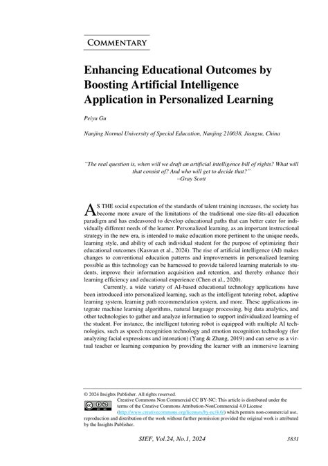 PDF Enhancing Educational Outcomes By Boosting Artificial Intelligence Application In