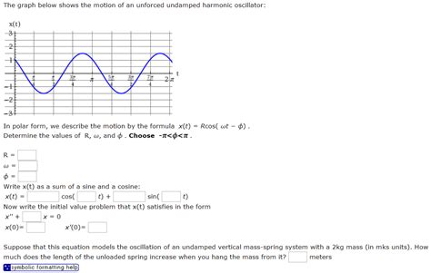 Solved The Graph Below Shows The Motion Of An Unforced