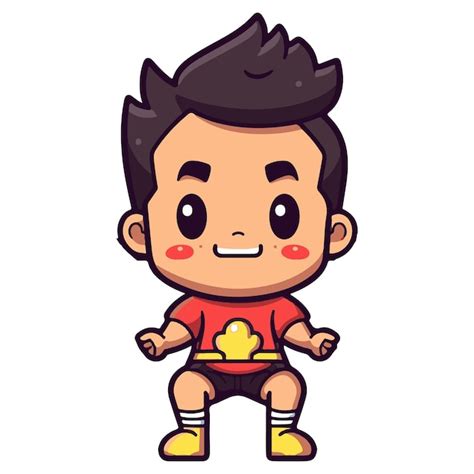 Premium Vector Cute Boy Exercise Position Mascot Vector Illustration