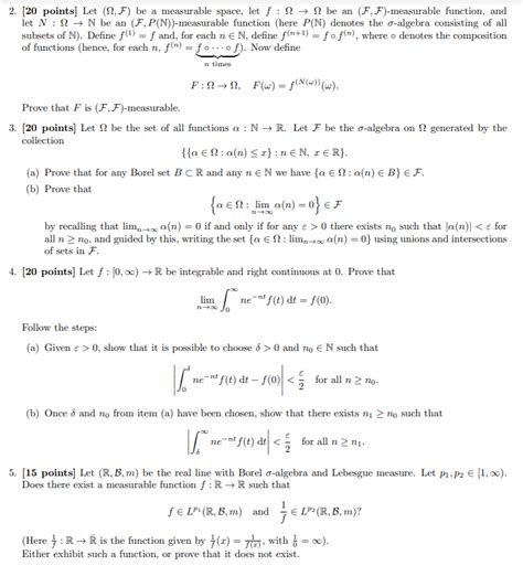 2 [20 Points Let 22 F Be A Measurable Space Let