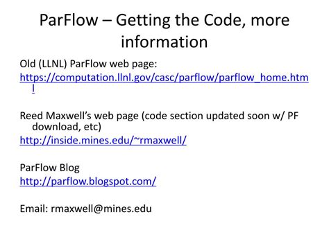 Ppt The Parflow Hydrologic Model Hpc Highlights And Lessons Learned