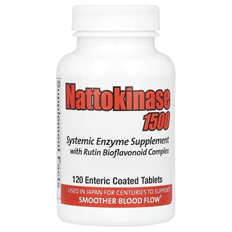 Naturally Vitamins Nattokinase 1500 Systemic Enzyme Supplement 120 Enteric Coated Tablets