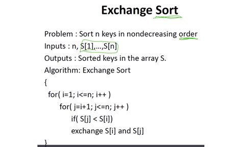 Solved Exchange Sort Problem Sort N Keys In Nondecreasing Chegg Com