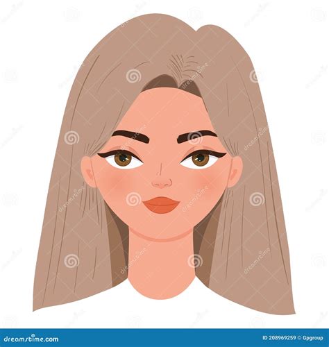 Beautiful Woman With Light Brown Hair Stock Vector Illustration Of