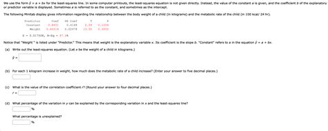 Solved Or Predictor Variable Is Displayed Sometimes A Is Chegg