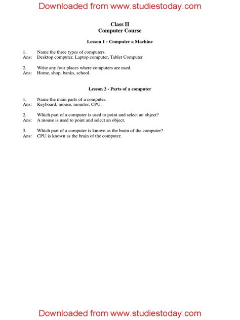 cbse class 2 computers practice worksheet pdf pdf