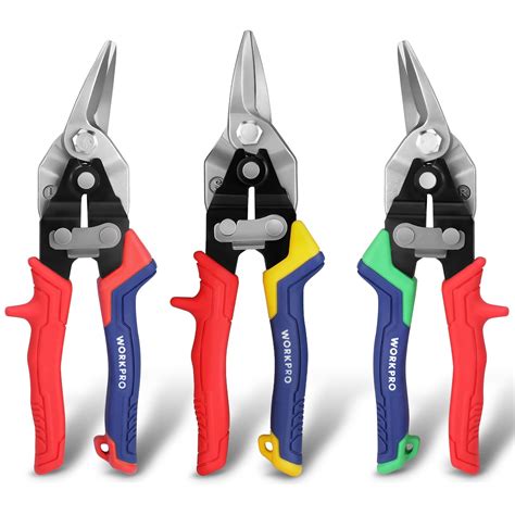 Workpro 3 Piece Aviation Tin Snips Set 8 Inch Leftrightstraight Cu