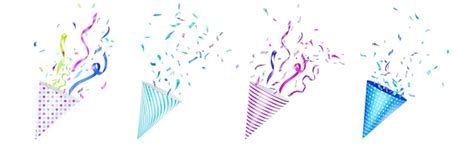 파티 콘페티 팝퍼 세트 무료 벡터